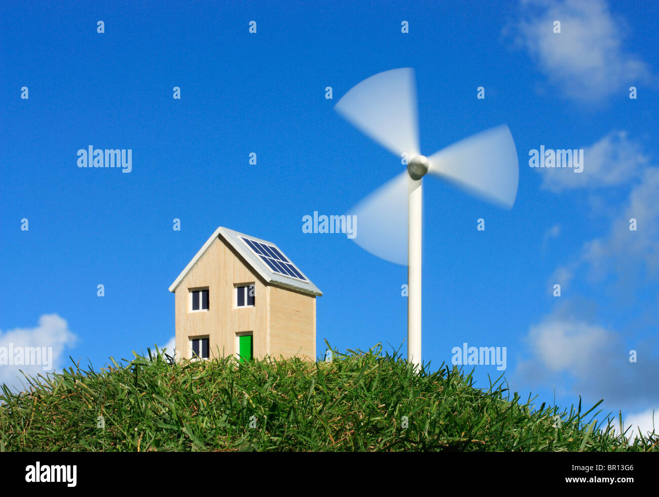 Wind turbine turning on green hi-res stock photography and images - Alamy