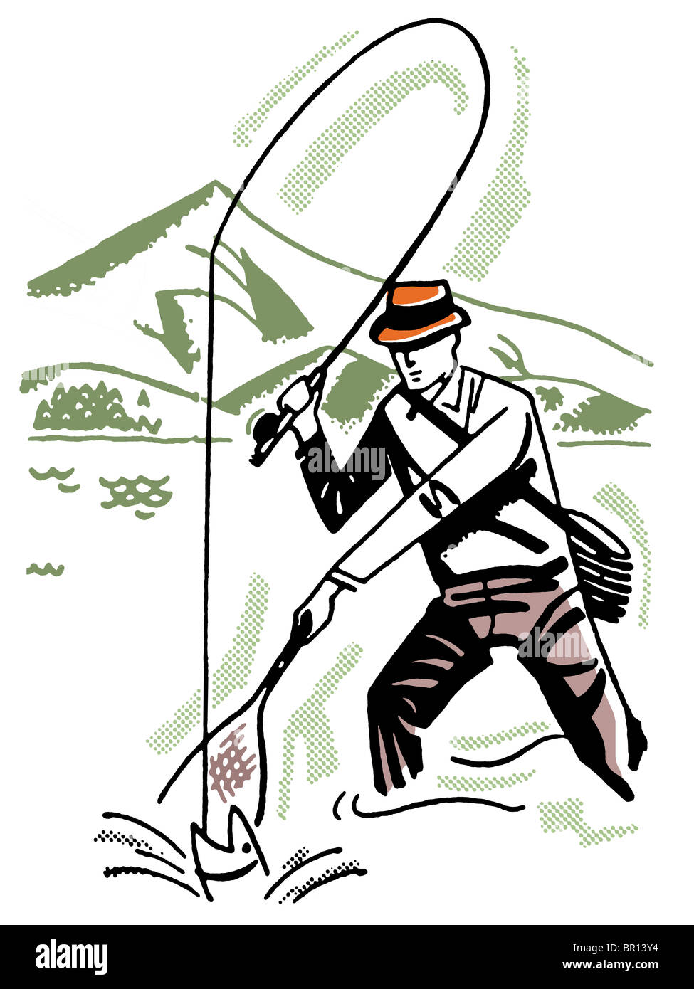 Man rod fishing in Cut Out Stock Images & Pictures - Alamy