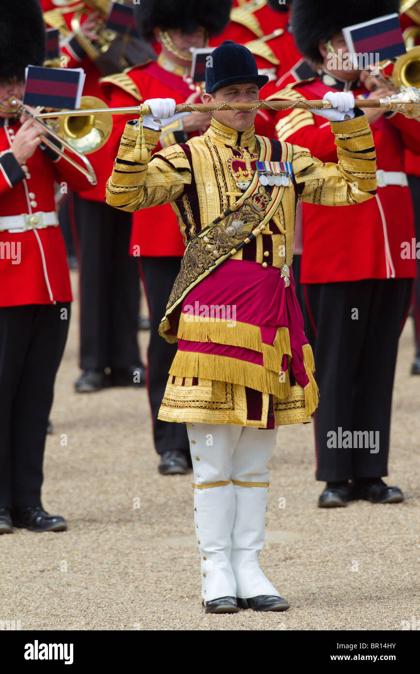Drum Major and musicians of the Massed Bands. "Trooping the Colour" 2010 Stock Photo - Alamy