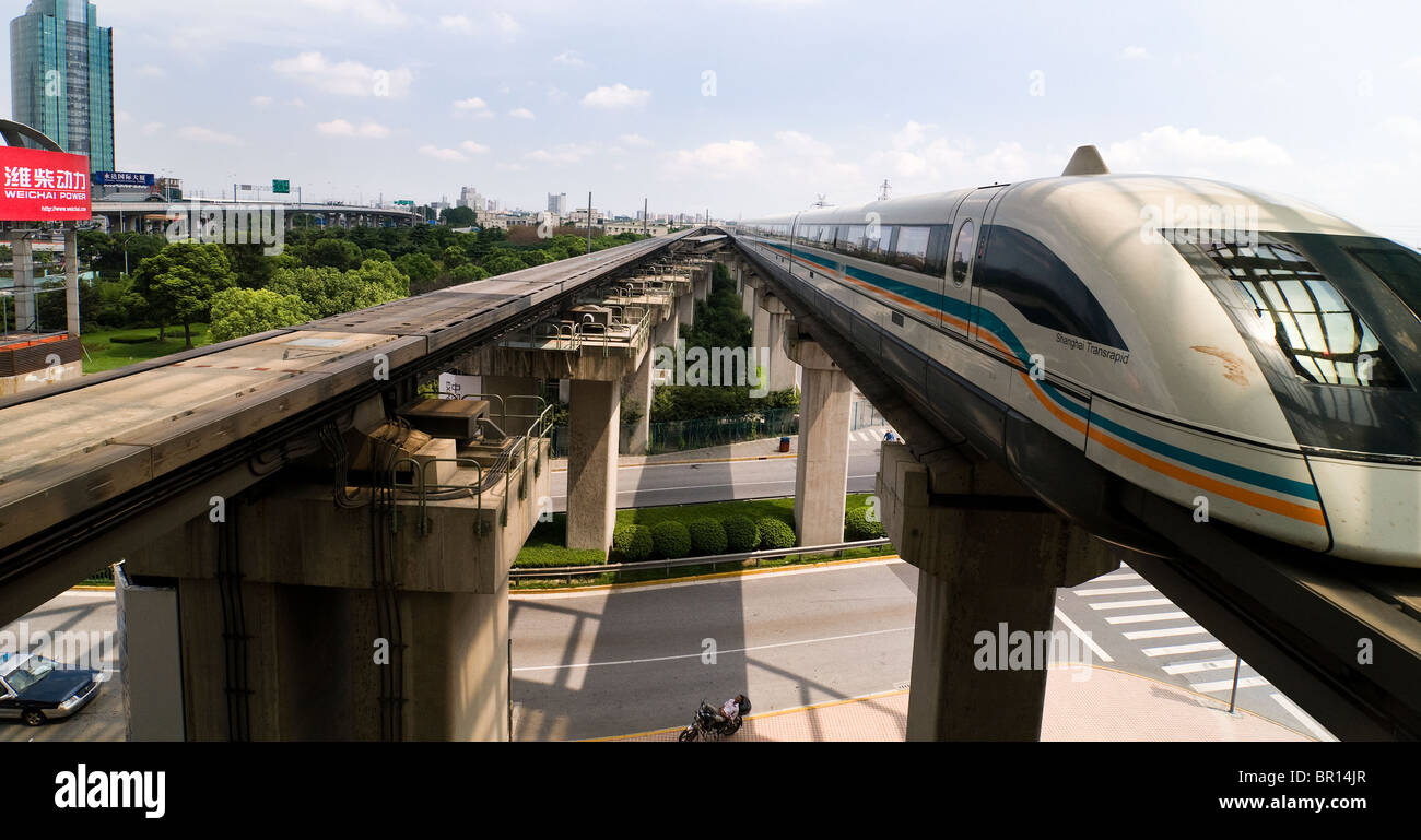 The super fast Maglev train connects Pudong airport to the center of ...