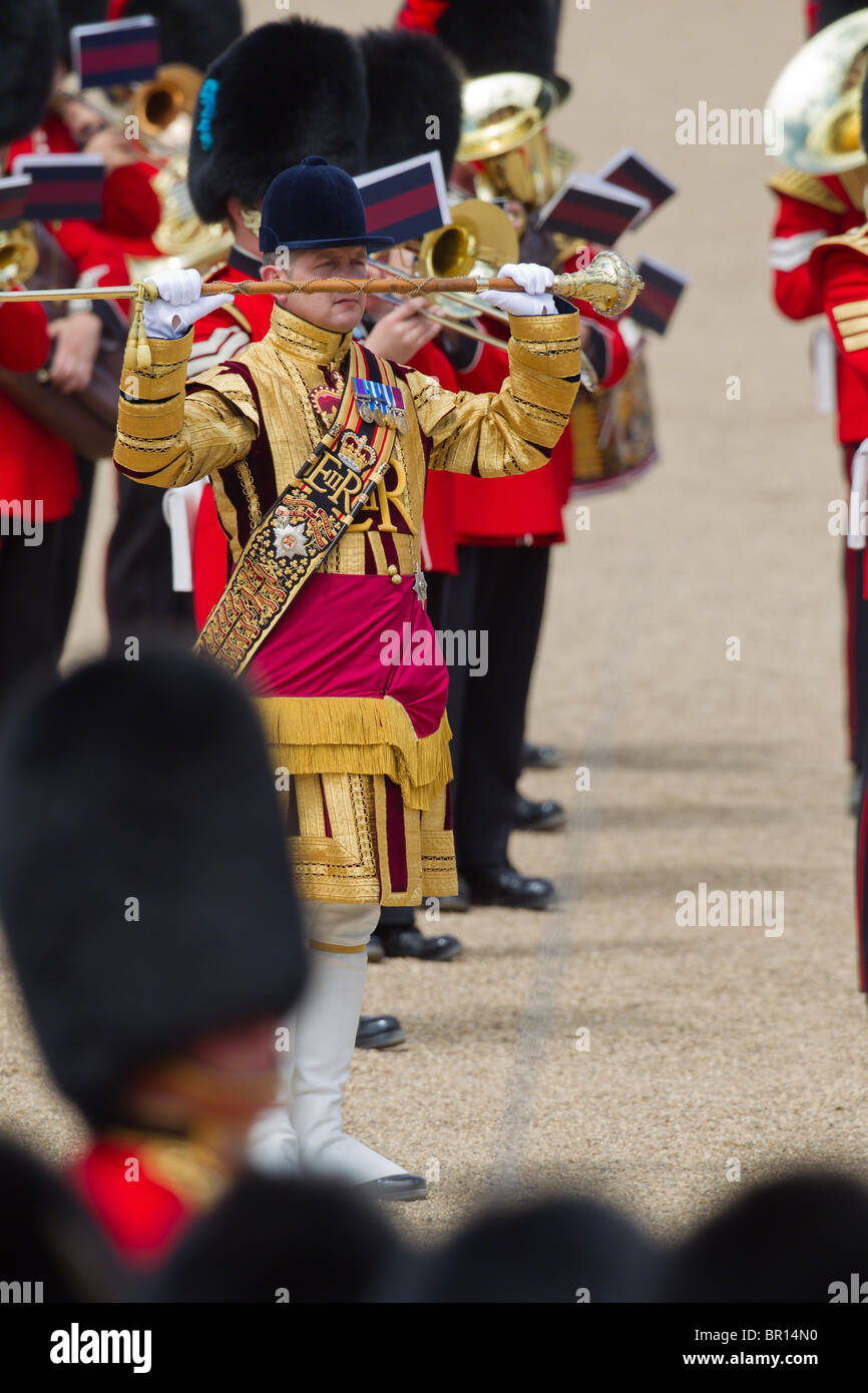 Drum Major and musicians of the Massed Bands. "Trooping the Colour" 2010 Stock Photo - Alamy