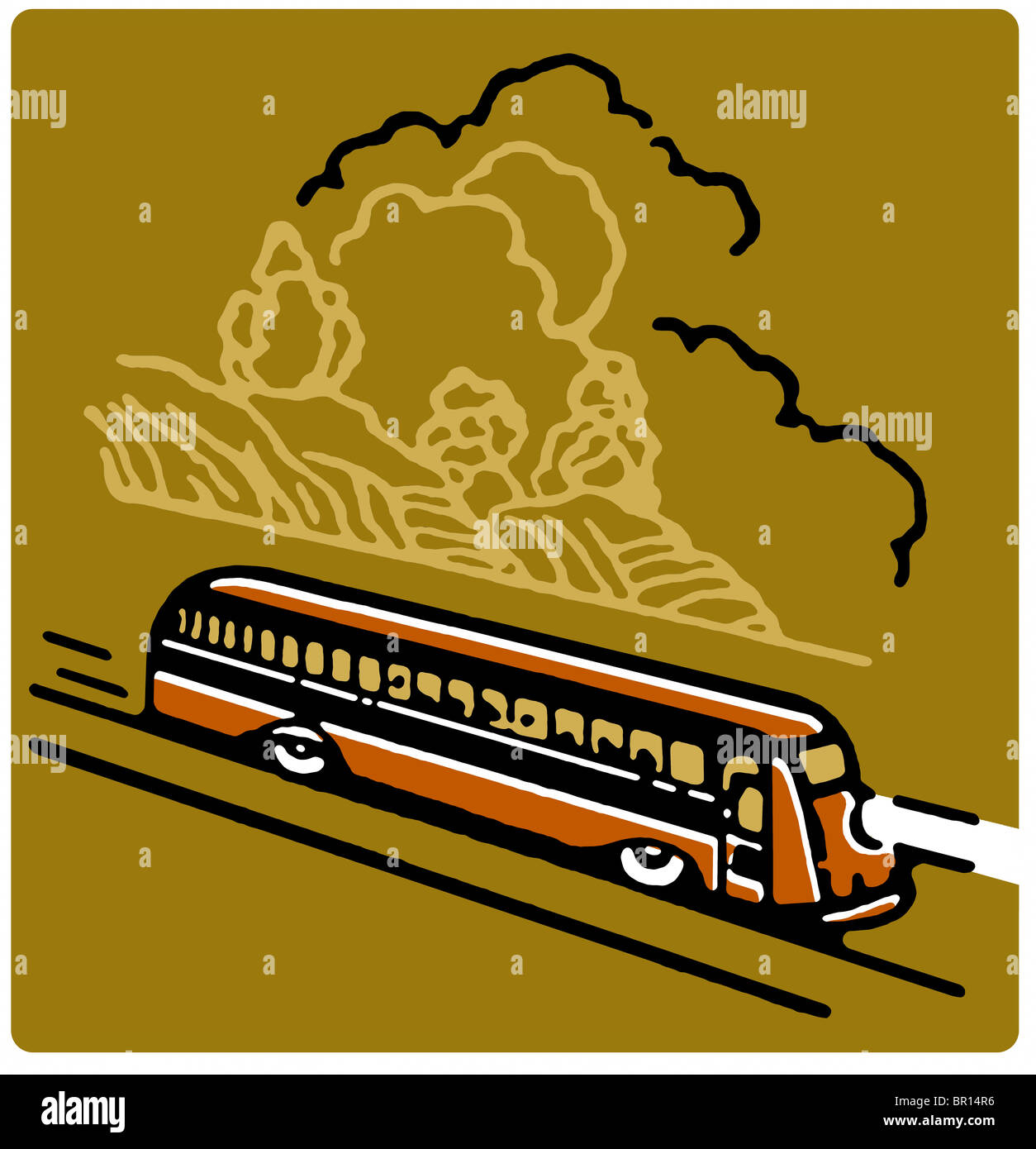 A vintage illustration of a bus Stock Photo - Alamy