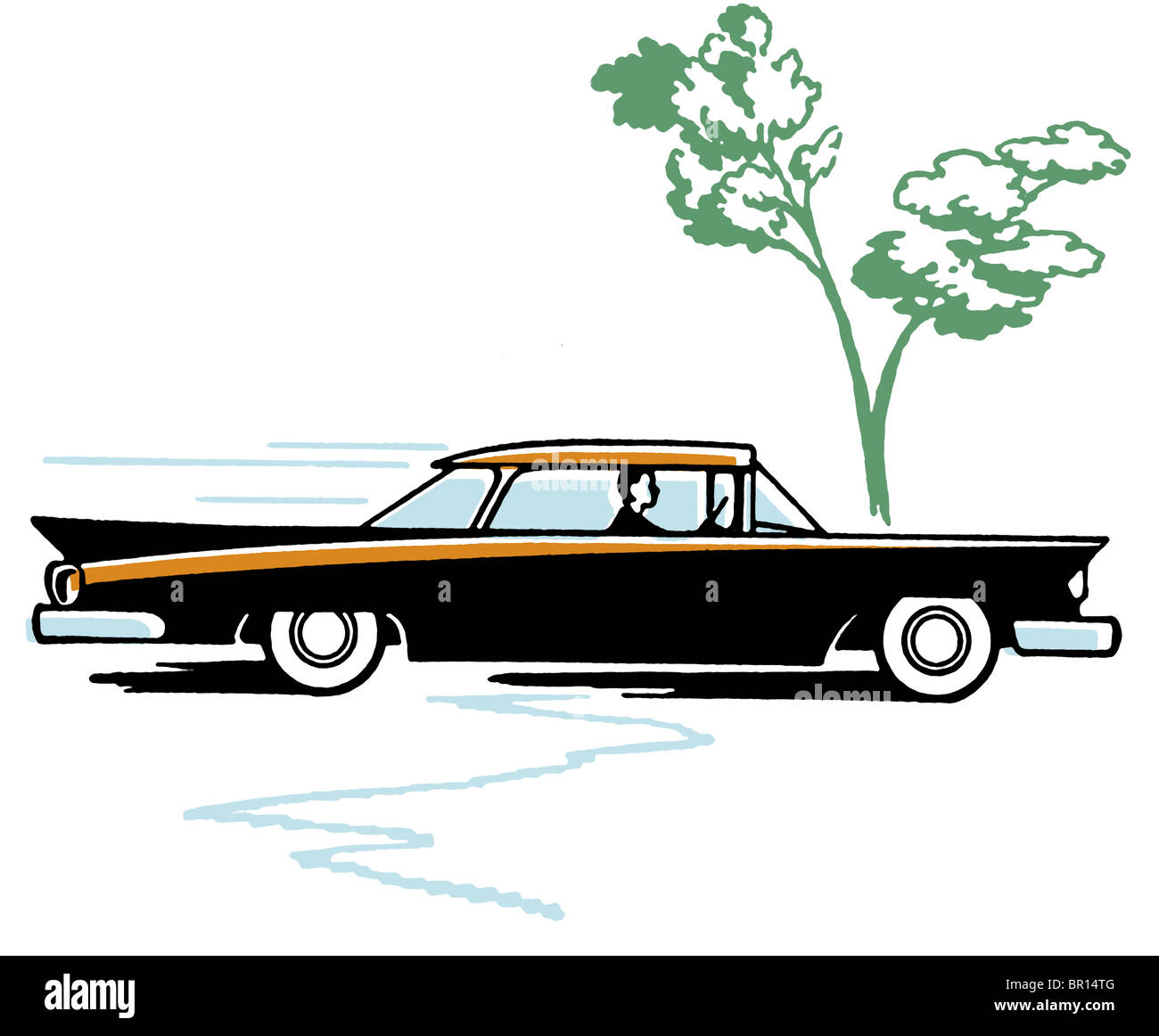 Old vintage car driving Cut Out Stock Images & Pictures - Alamy