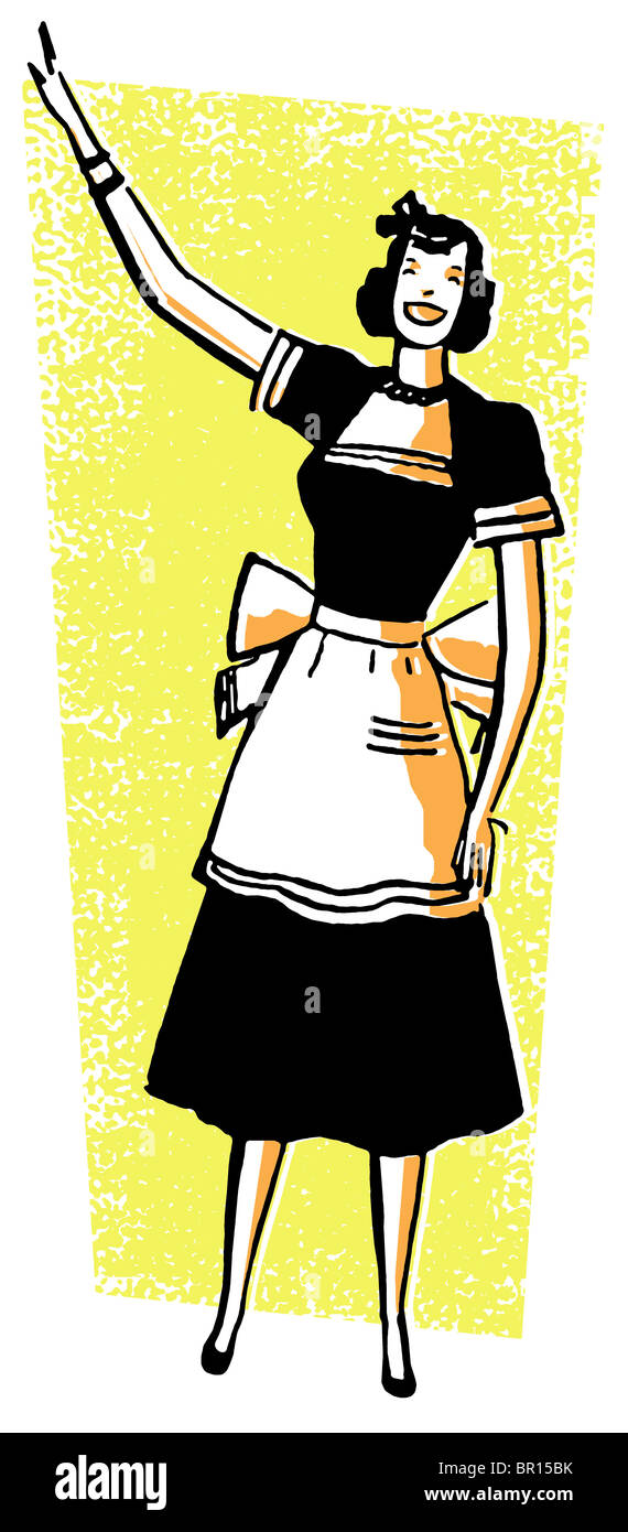 A vintage illustration of a woman pointing Stock Photo - Alamy