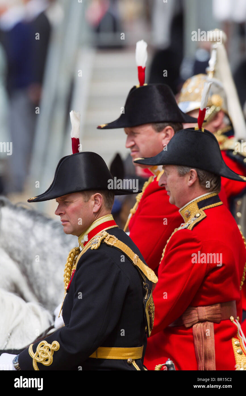 The Crown Equerries watching the March Past of the Foot Guards ...