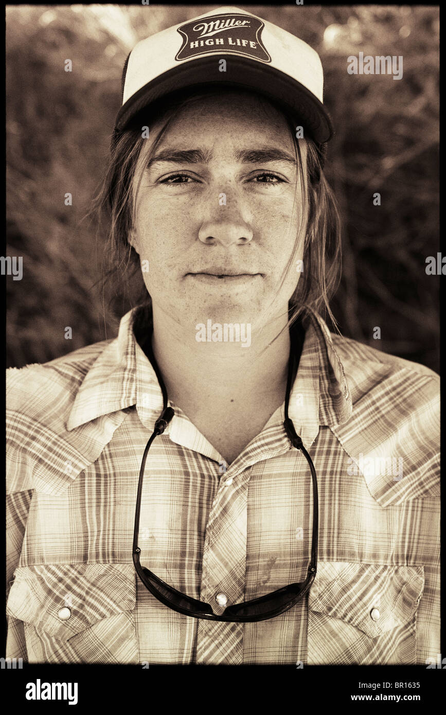 A young female river guide poses for a portrait in Grand Canyon ...
