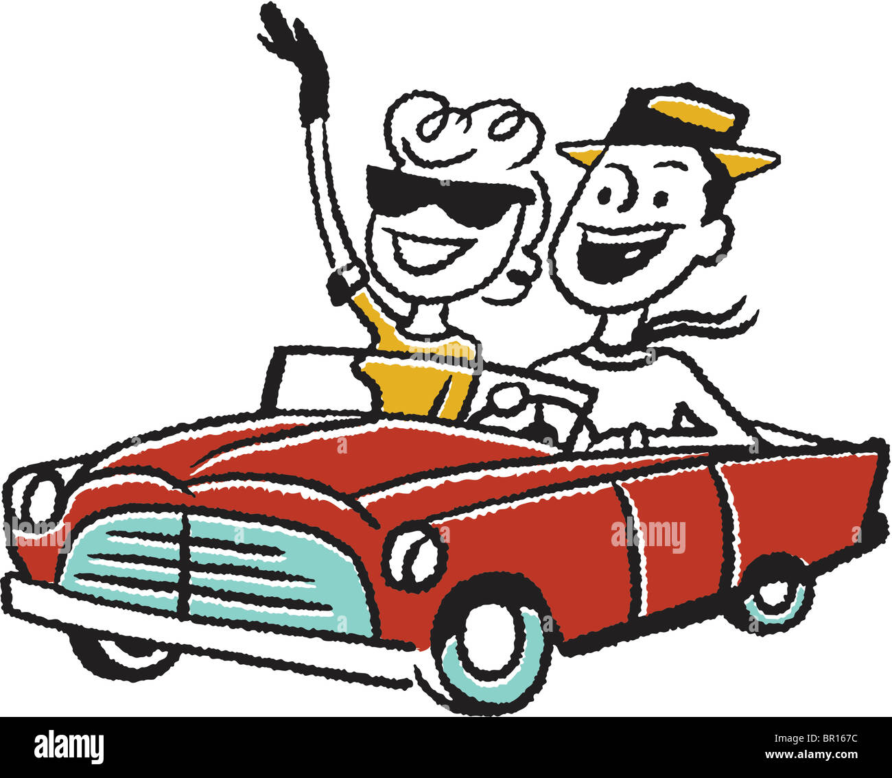 Couple in convertible car Stock Photo - Alamy