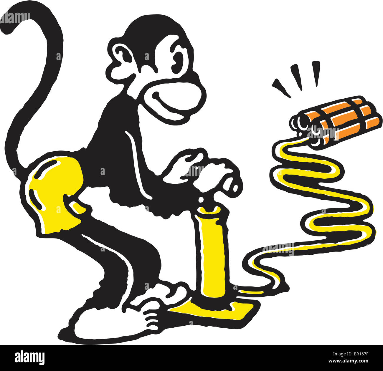 Monkey igniting dynamite Stock Photo - Alamy