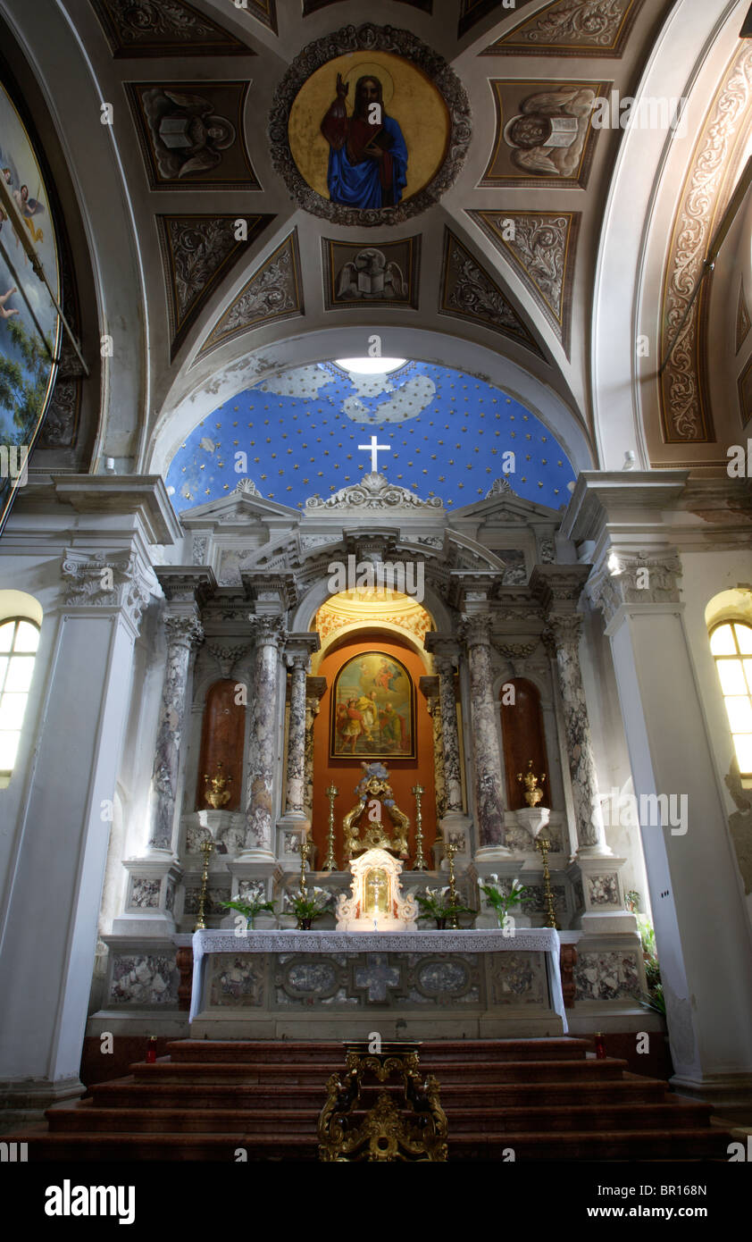 The ornate interior of Saint George Cathedral in Piran, Slovenia Stock ...