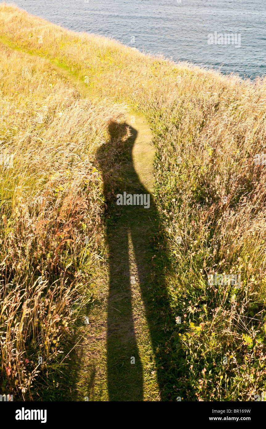Long shadow of photographer in late afternoon light, Sherwink Trail ...