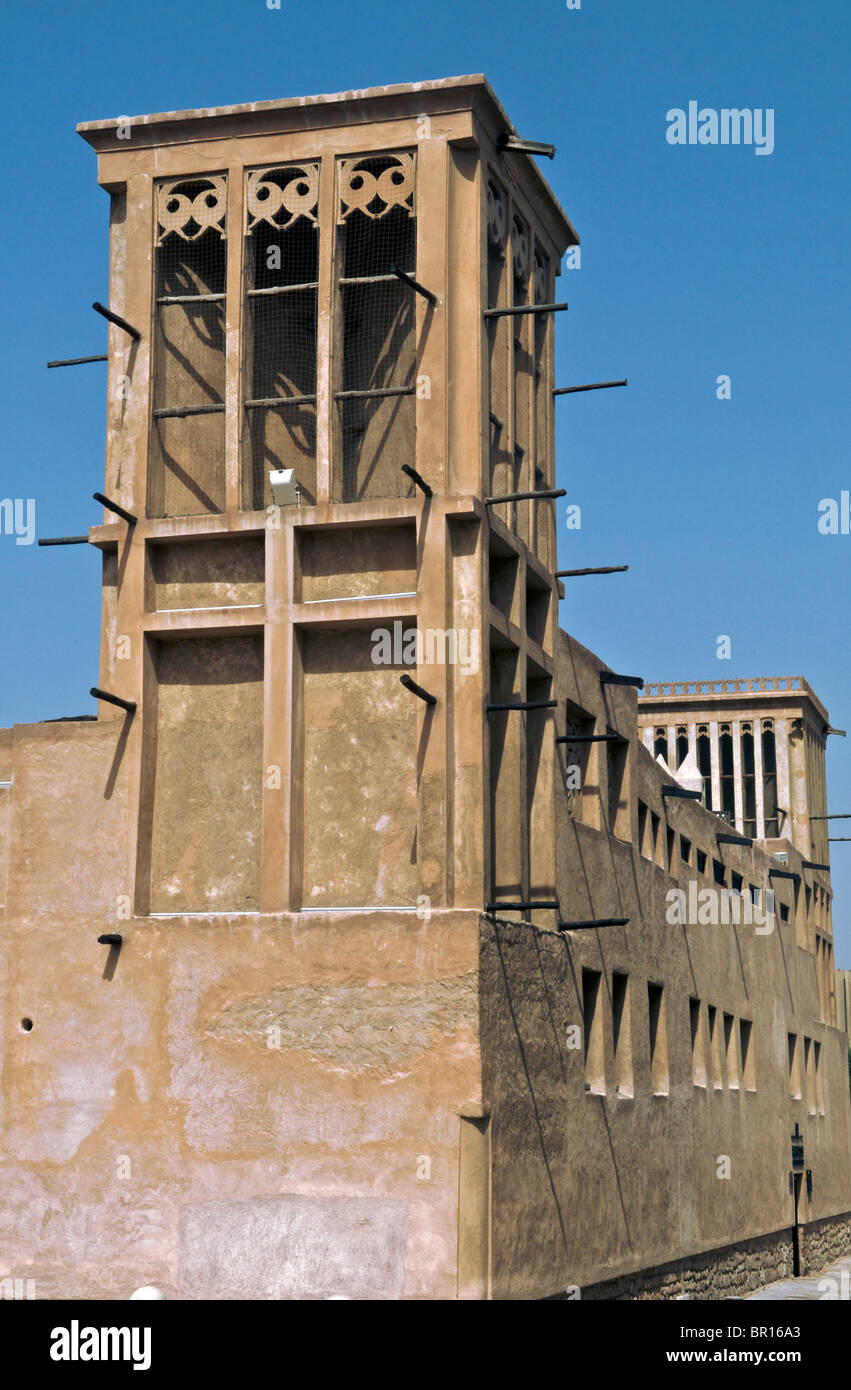 Traditional architecture with windtowers Bastakiya Bur Dubai, Dubai UAE ...
