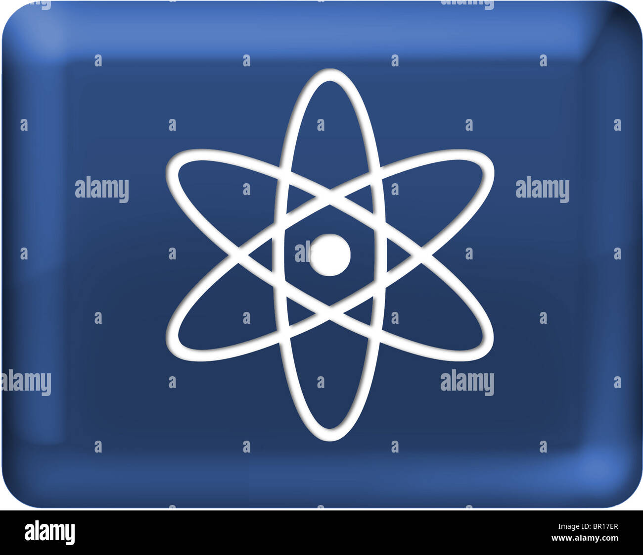 An atom with blue background Stock Photo - Alamy