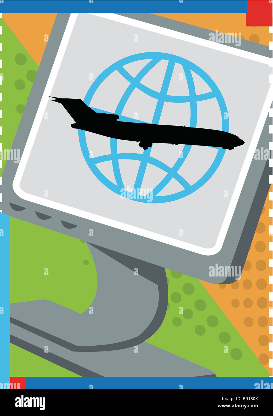 A computer screen showing an airplane Stock Photo - Alamy