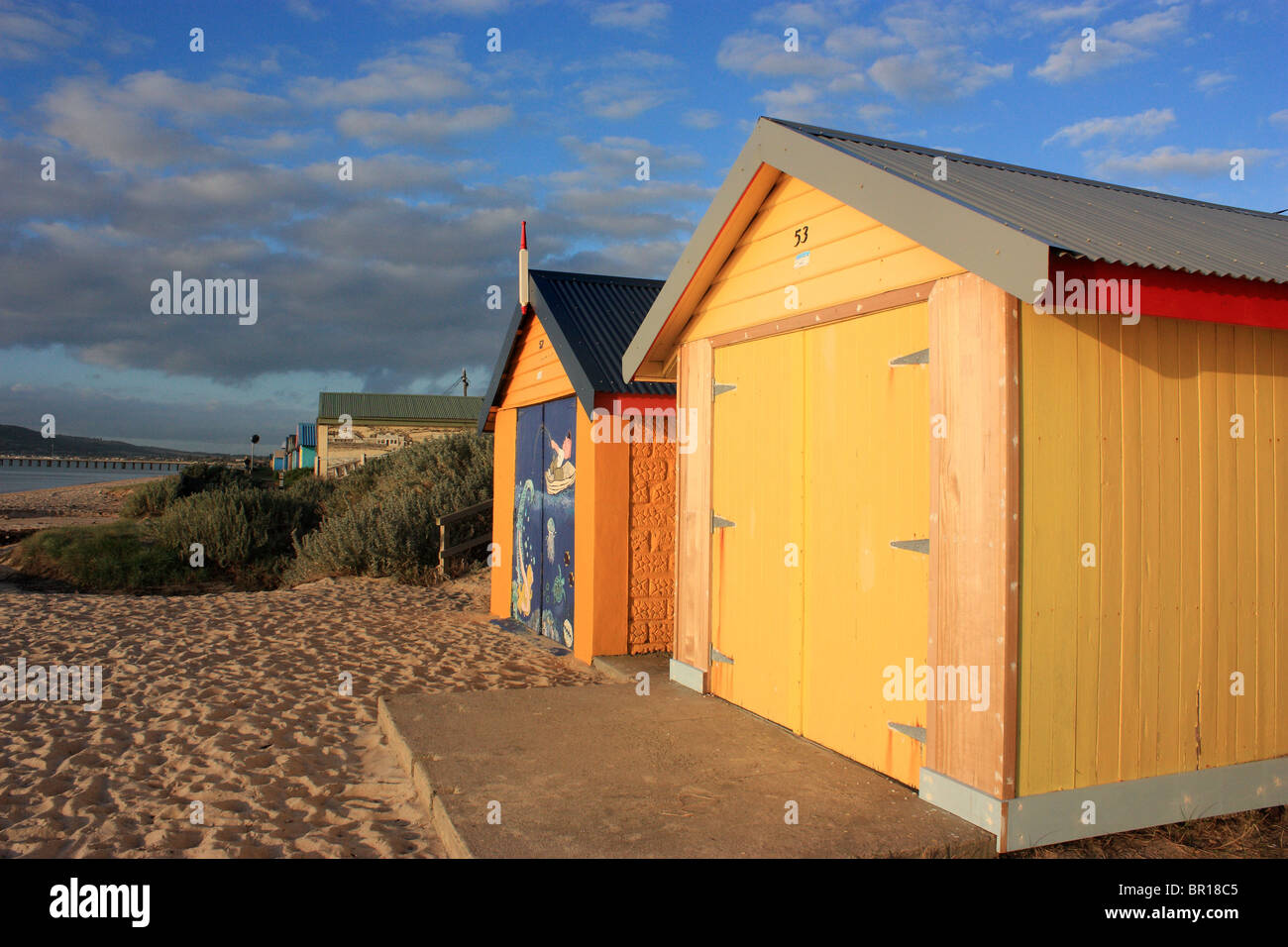 COLOURFUL TIMBER BEACH HOUSES MORNINGTON PENINSULA VICTORIA AUSTRALIA ...