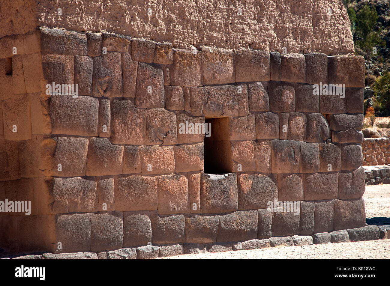 Inca ruins at the old Temple of Viracocha, Raqchi, on the road between ...