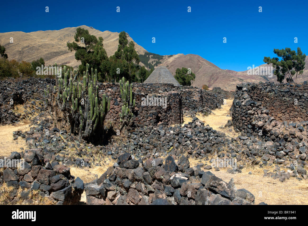 Inca ruins at the old Temple of Viracocha, Raqchi, on the road between ...