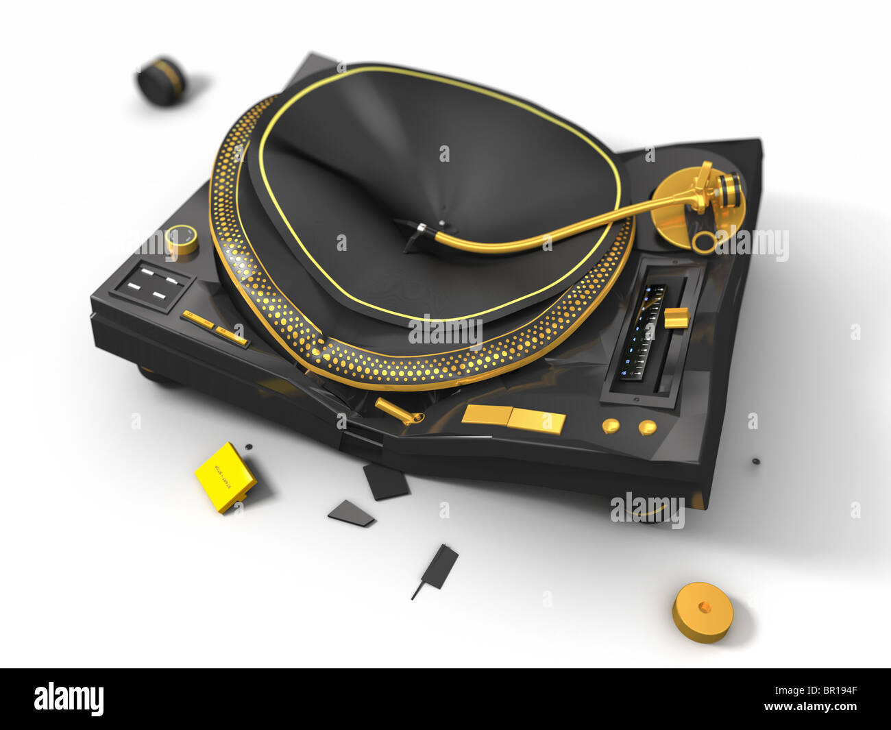 broken turntable, 3d render Stock Photo - Alamy