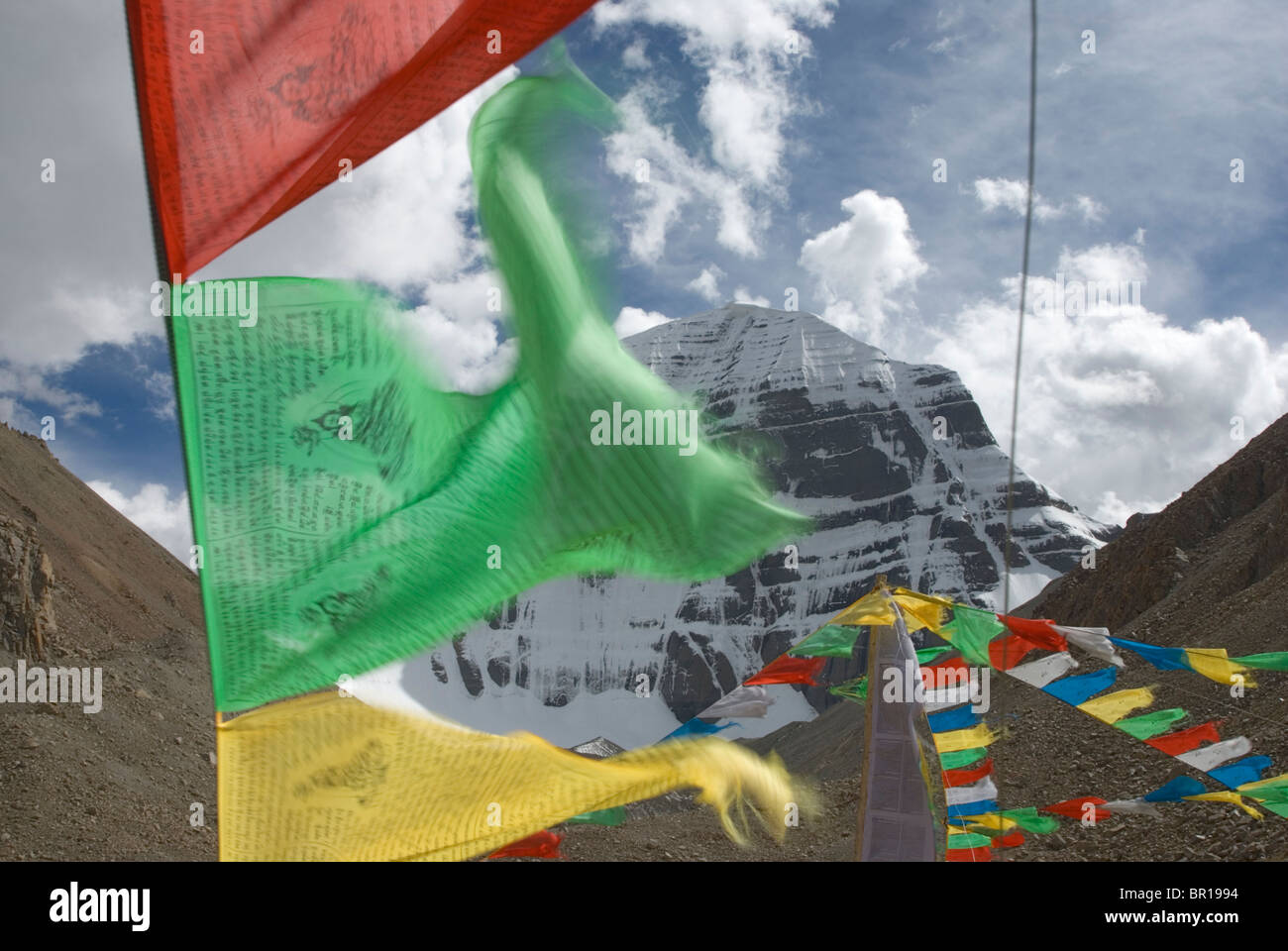 Prayer Flags and Mount Kailash Stock Photo - Alamy