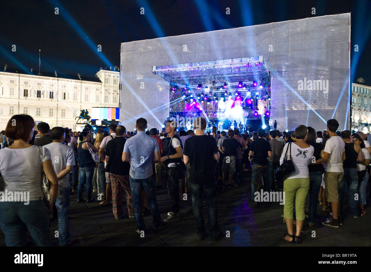 Italy,Turin, a night concert in Piazza Castello Stock Photo - Alamy
