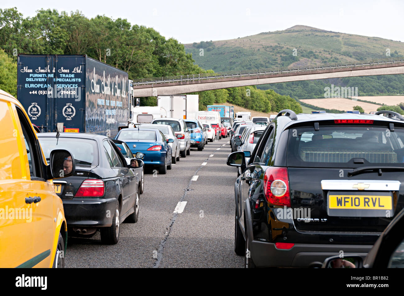 a closed m5 motorway with one carriageway closed to traffic following ...
