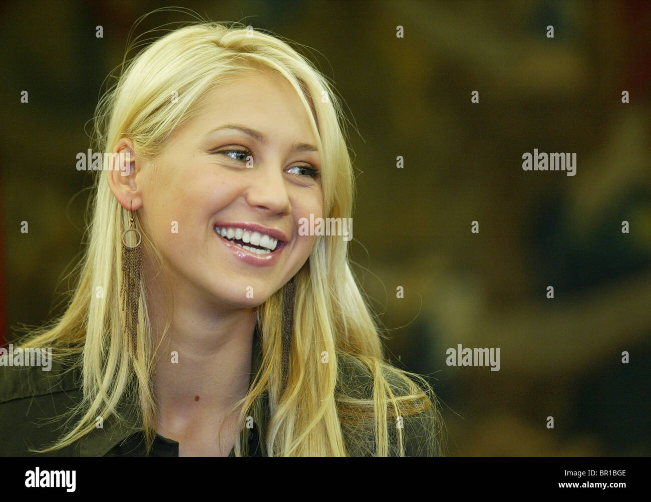 Tennis player and model Anna Kournikova of Russia attends a friendly ...
