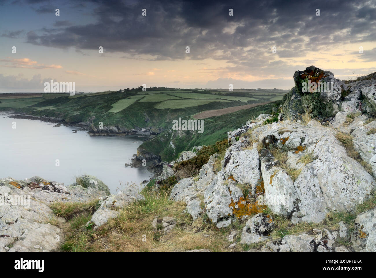 View from Nare Head looking across Gerrans Bay, cornwall, UK Stock ...