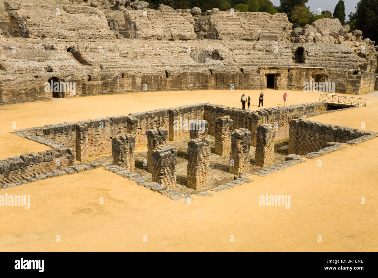 Underground passages and workings inside the amphitheatre at the ruined ...