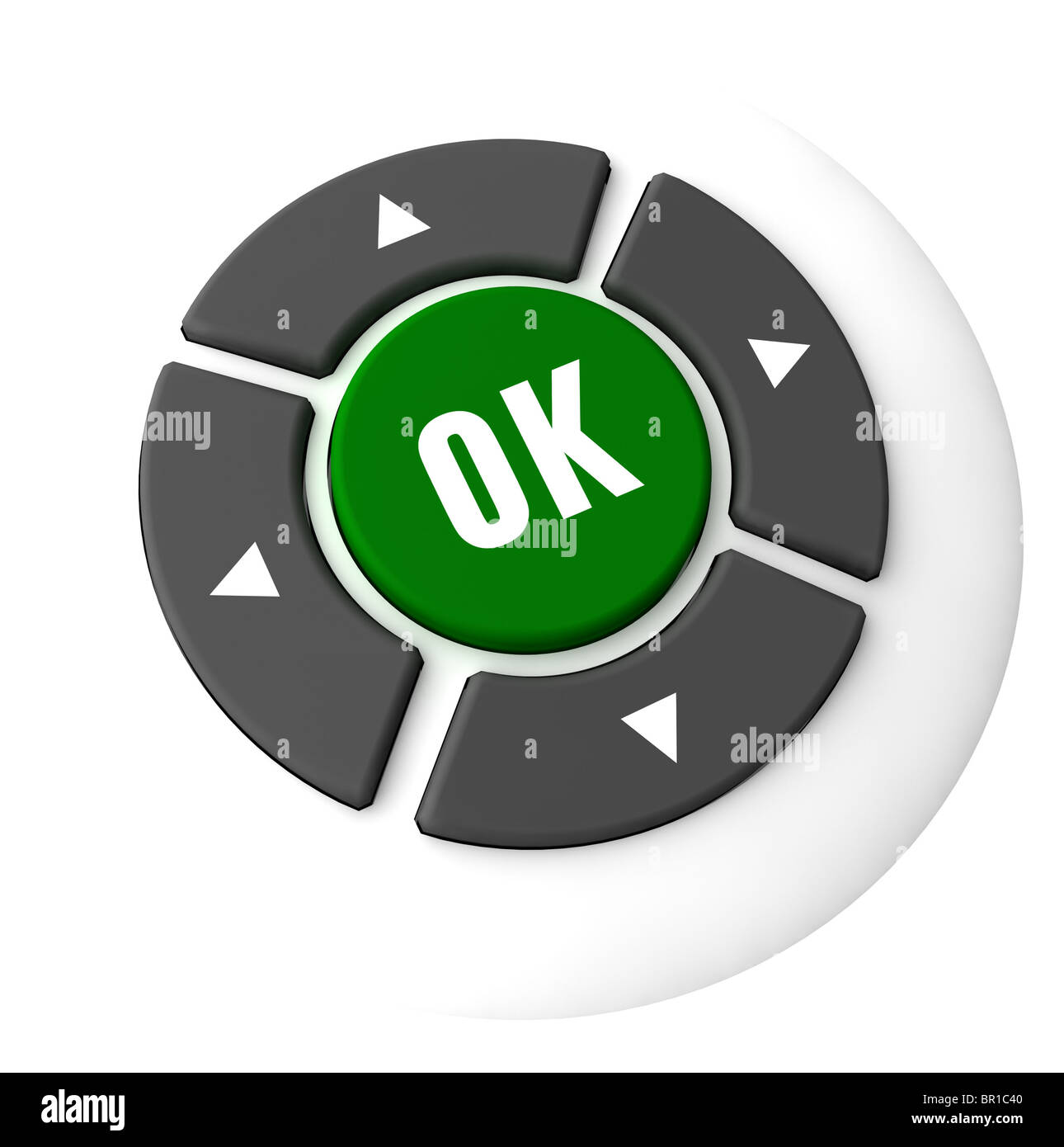 a set of controls with arrows and an OK button isolated on white Stock ...