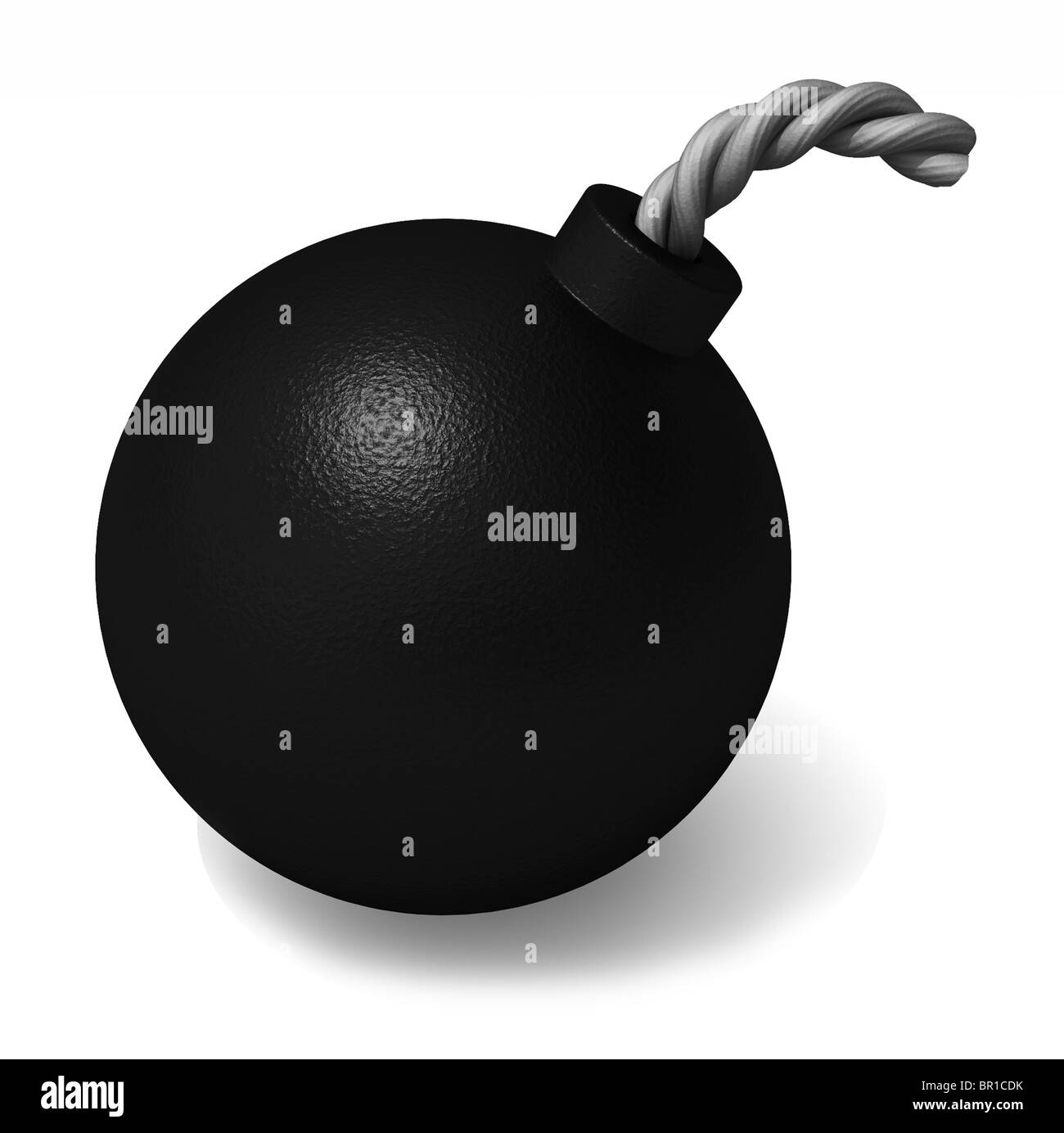 Very old style black bomb with fuse isolated on white Stock Photo - Alamy