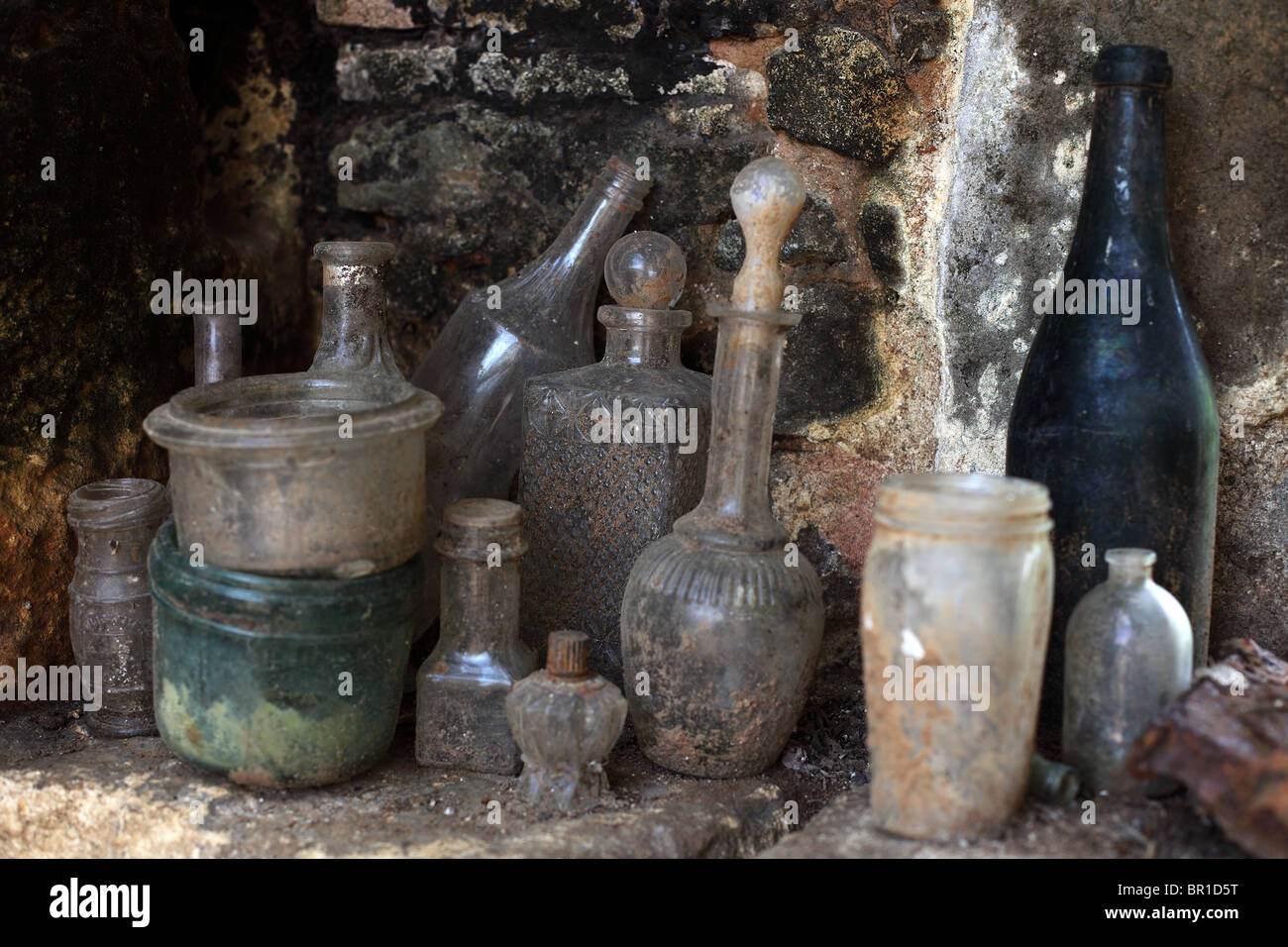 old glass bottles Stock Photo - Alamy