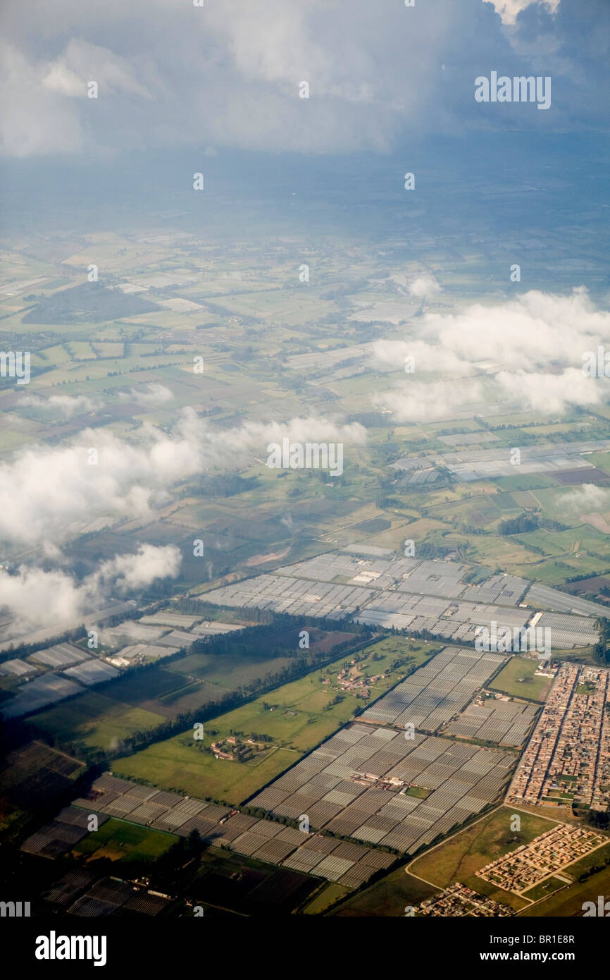 Aerial photo of flower farms outside of Bogota, Colombia Stock Photo ...