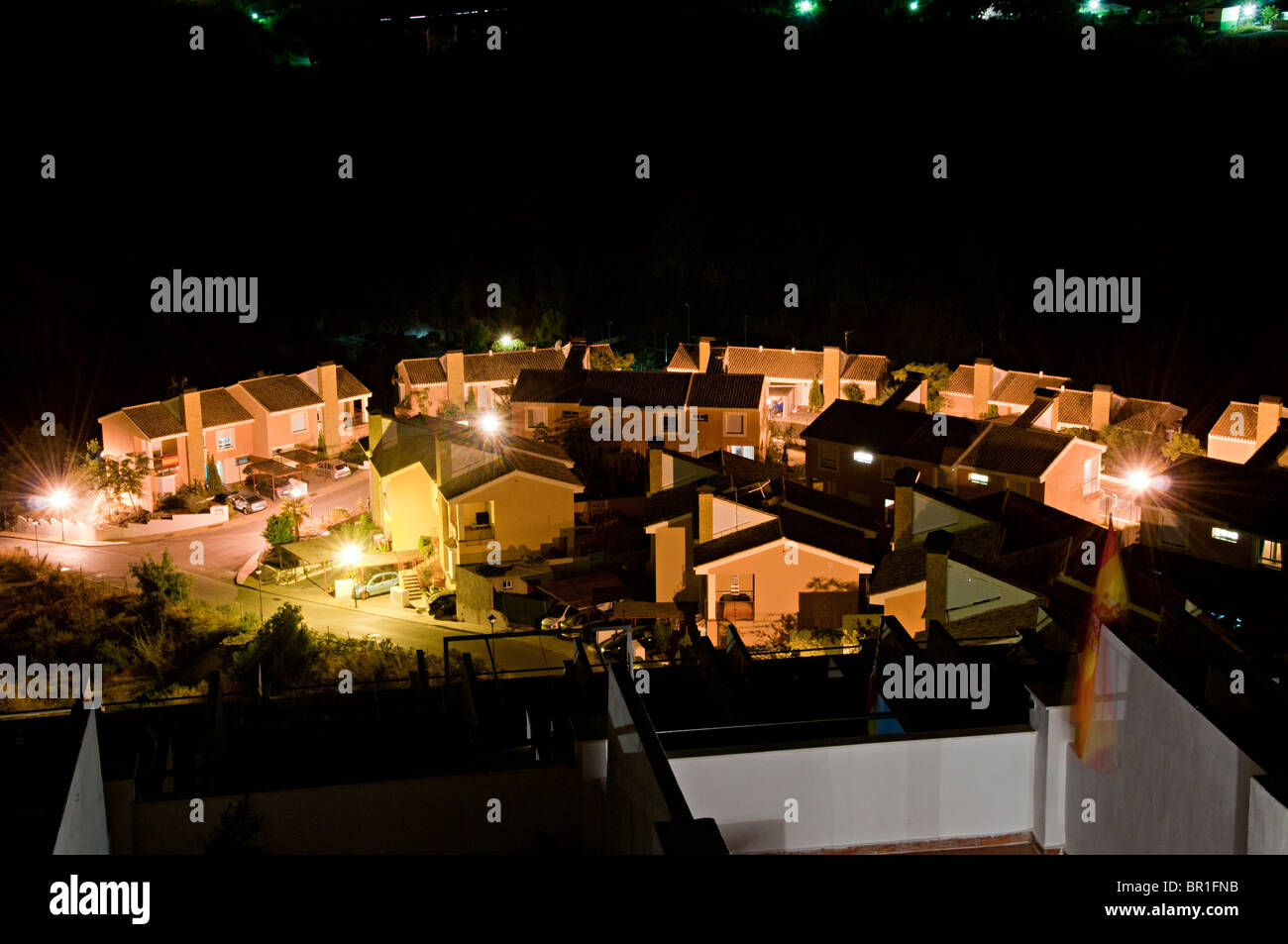 a lit small village new development in the hills above estepona spain ...