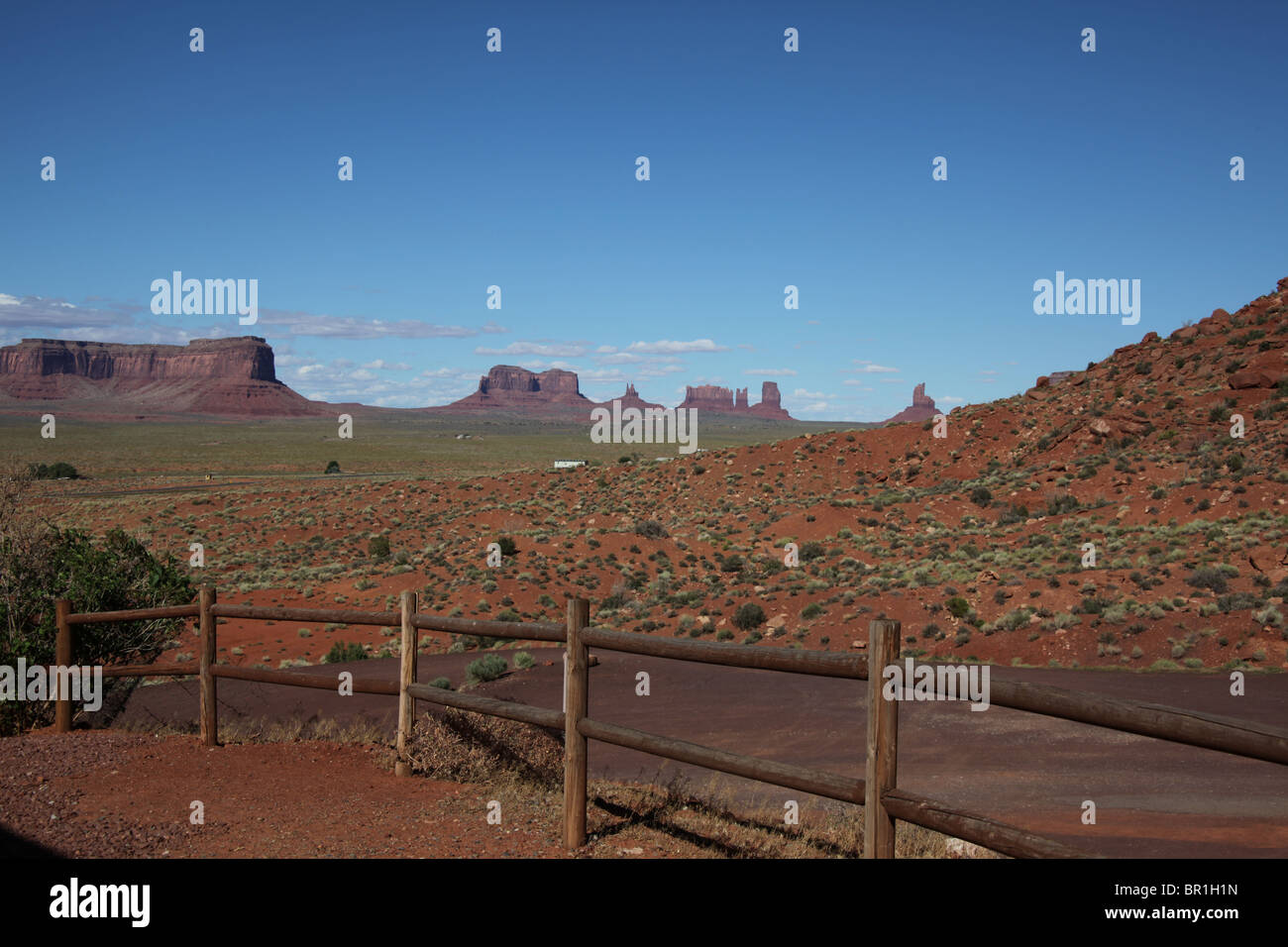 Western post and rail fence, Monument Valley in Arizona and Utah ...
