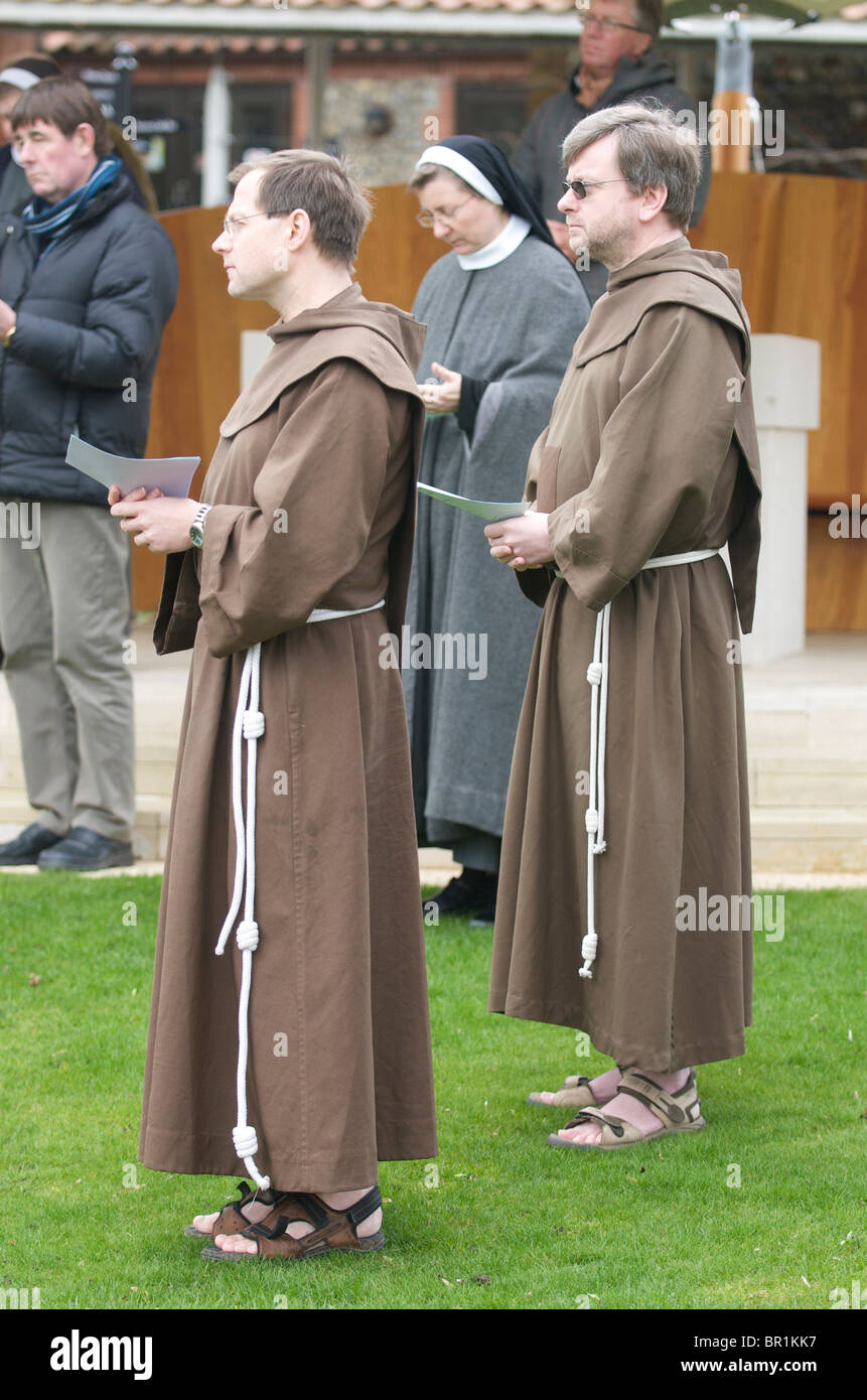 Two monks at The Shrine of Our Lady of Walsingham, Norfolk Stock Photo ...