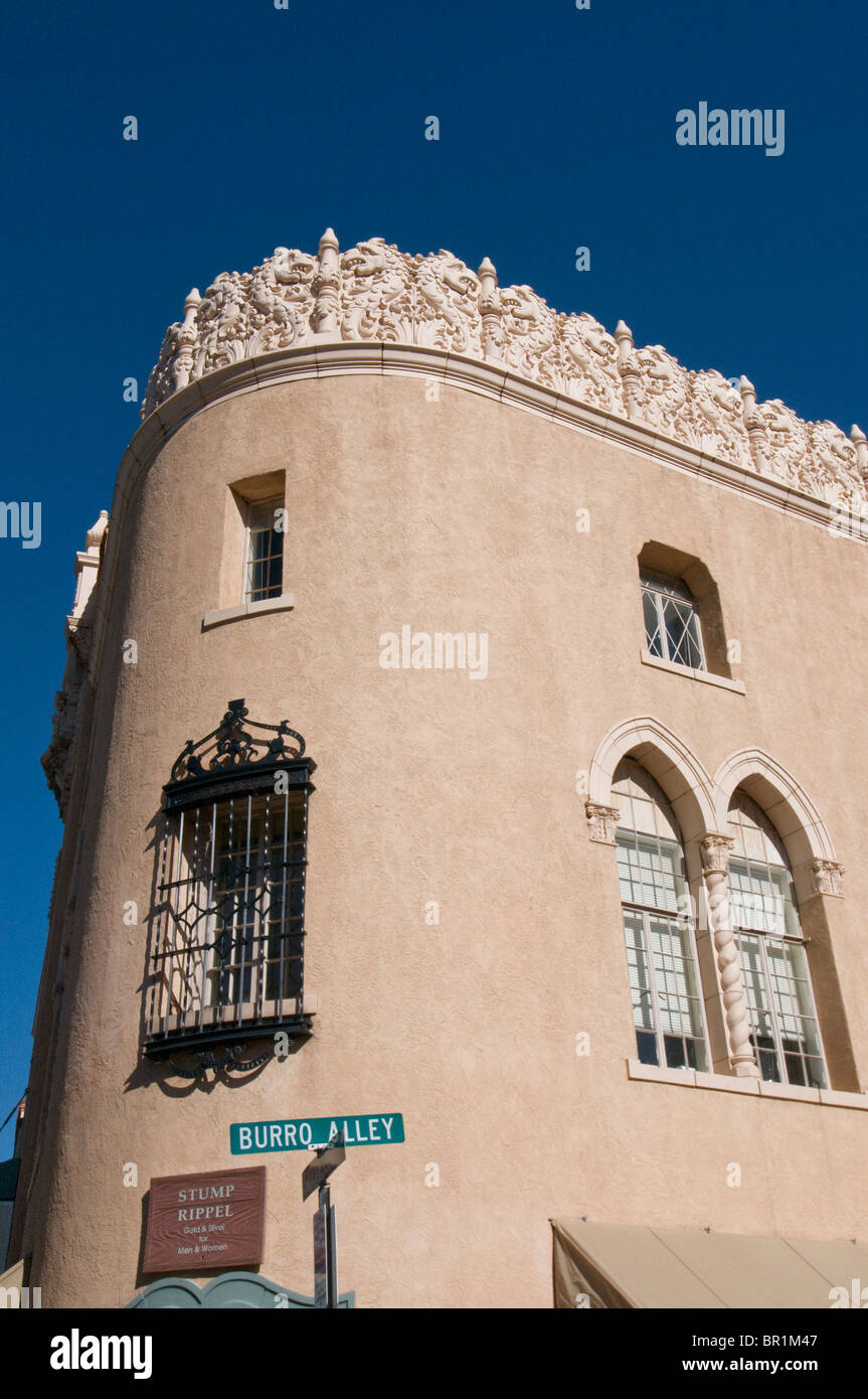 Santa Fe New Mexico architectural detail of building at Burro alley ...