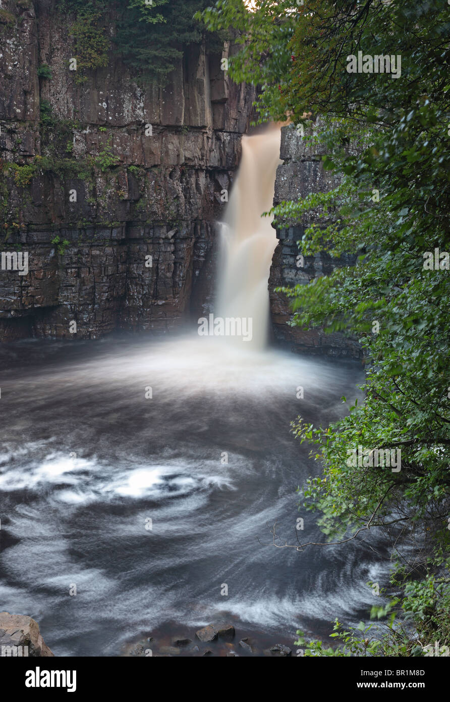 The River Tees Flowing Over High Force Waterfall Upper Teesdale County ...