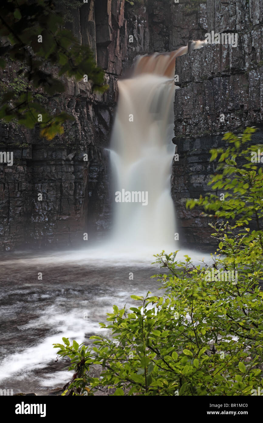 The River Tees Flowing Over High Force Waterfall Upper Teesdale County ...