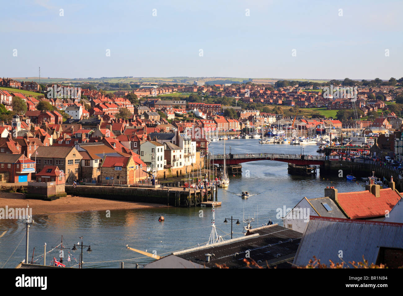 Lower Harbour, Iron swing bridge and beyond the Upper Harbour, Whitby ...