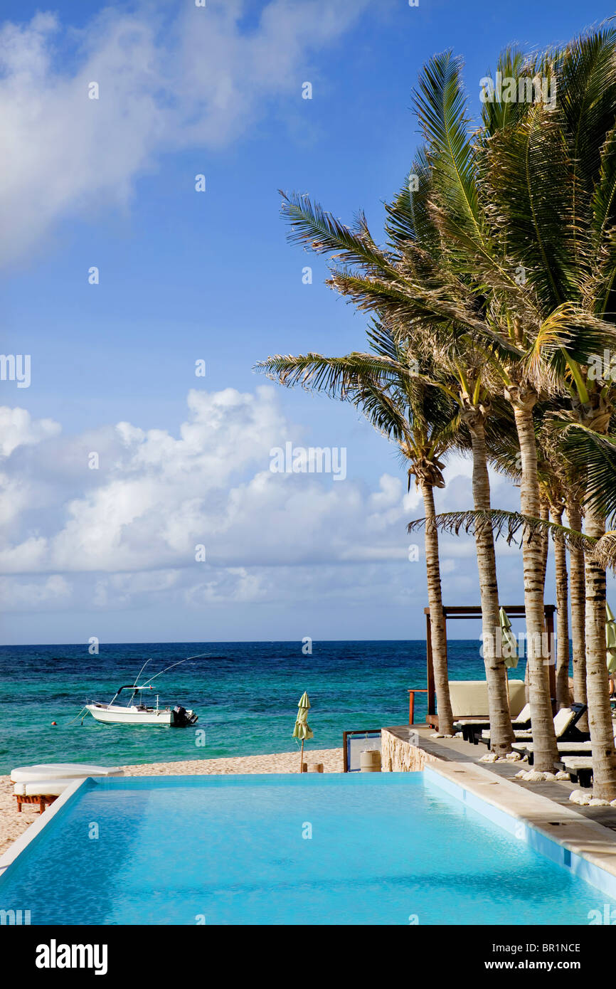 swimming pool at the beach in the coast of Mexico Stock Photo - Alamy