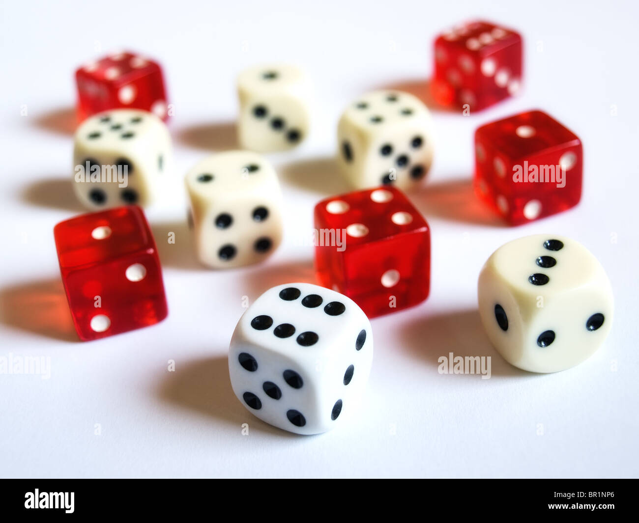 Conceptual image with several dice on a clear background Stock Photo ...
