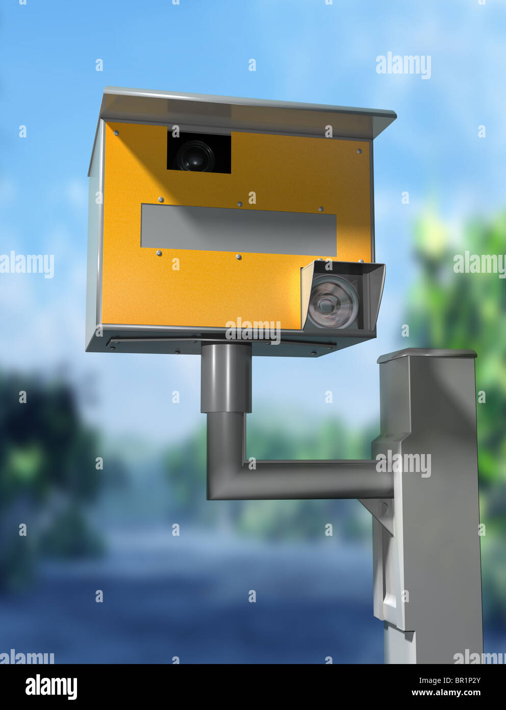 Illustration of a road safety speed camera Stock Photo - Alamy