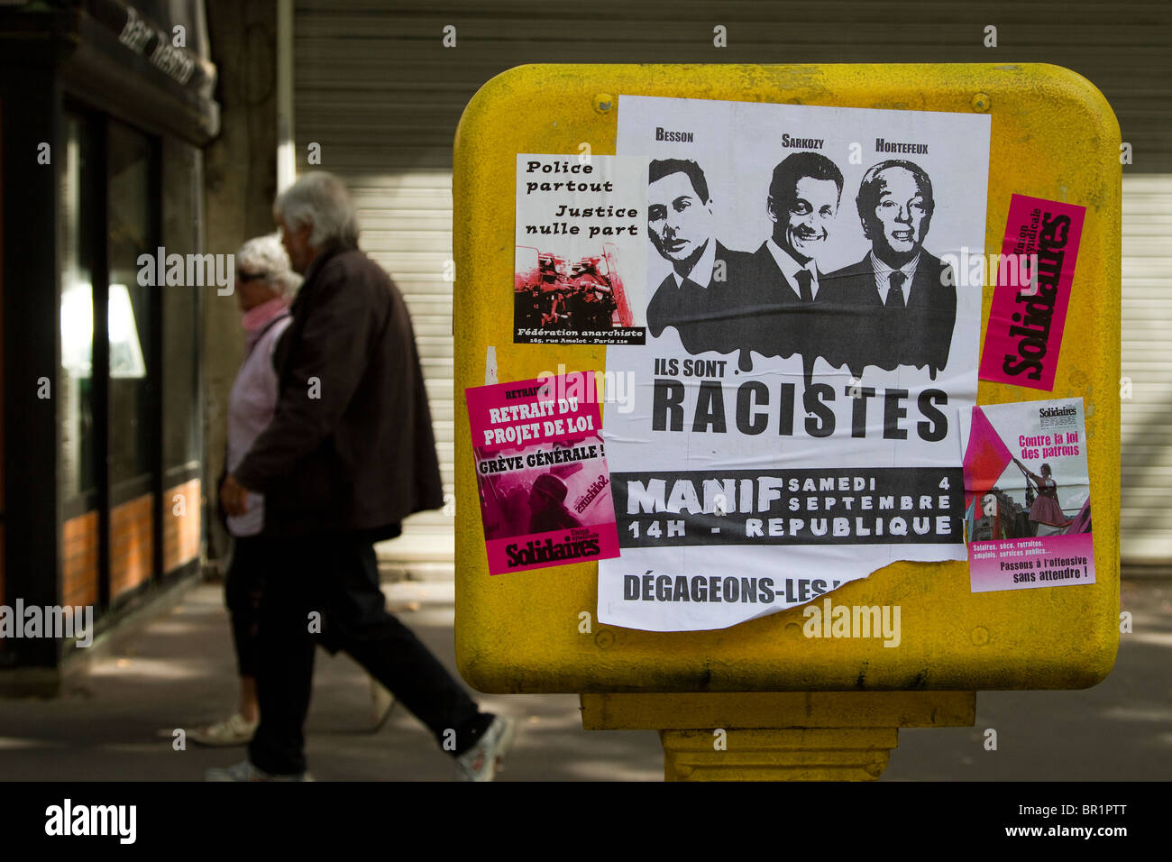 Political posters fly posted, during demonstration over proposed ...