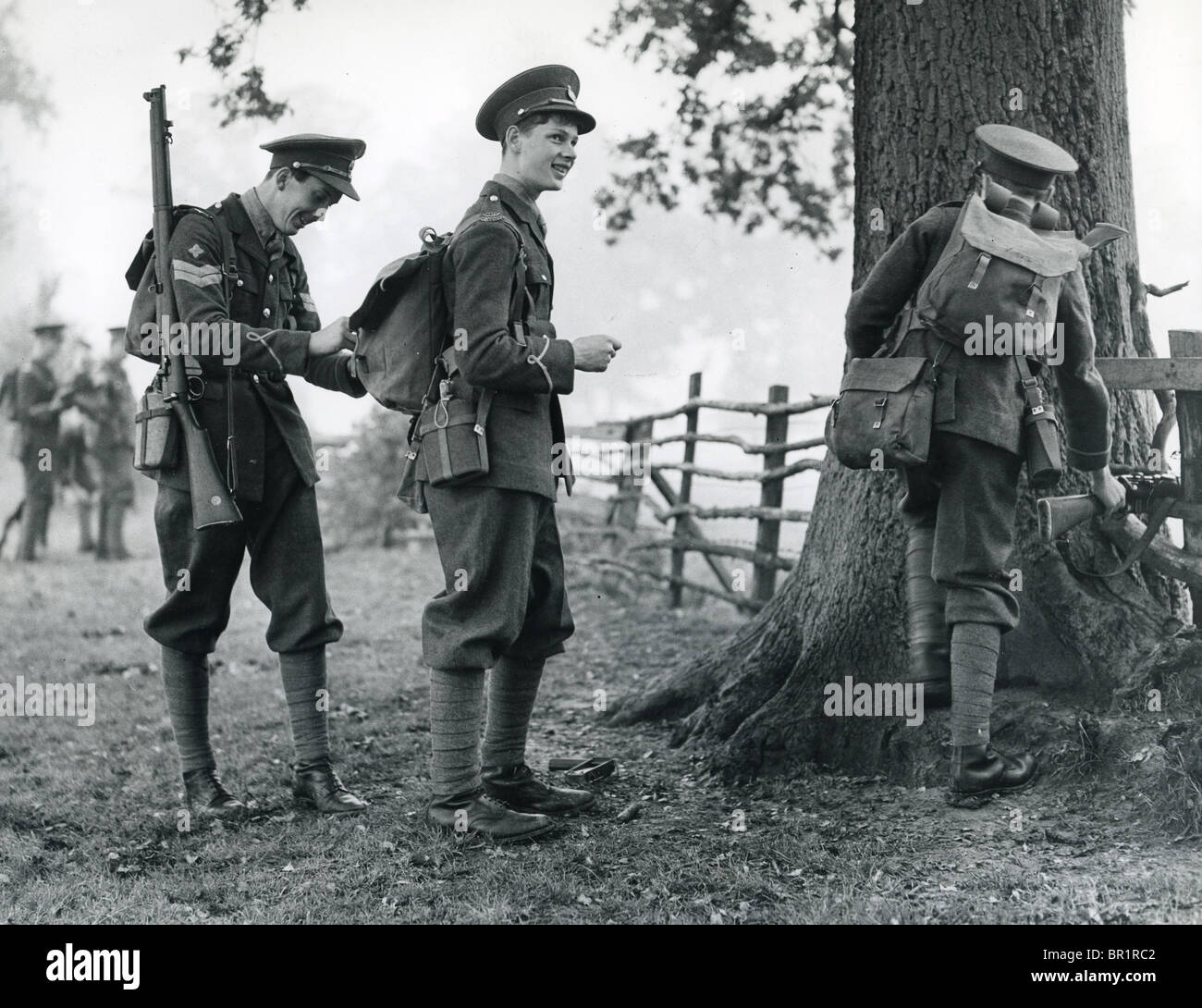 HARROW JUNIOR TRAINING CORPS Public schoolboys receiving basic military ...