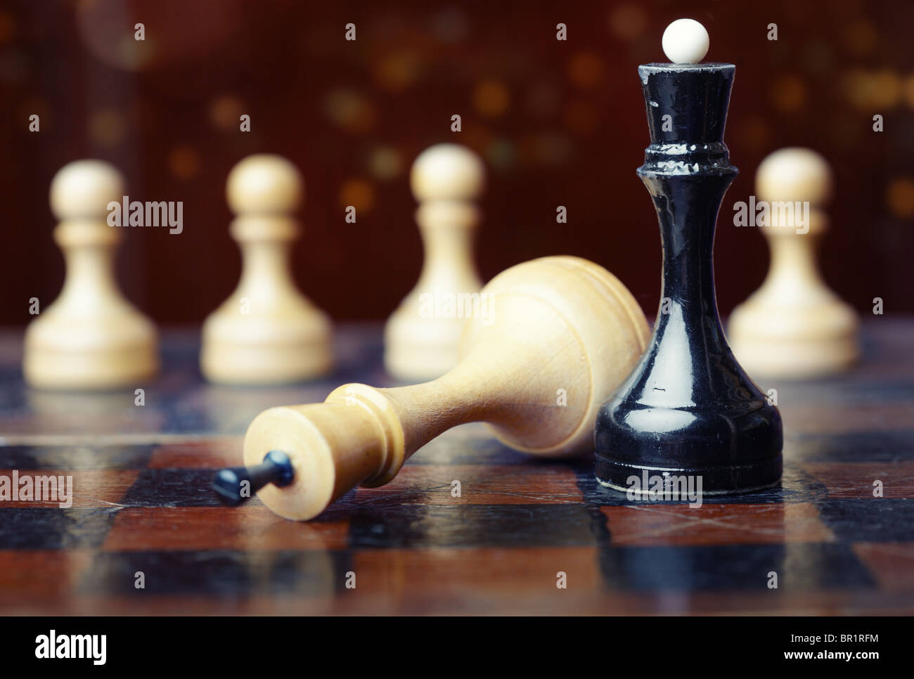 Close-up photo of the chessboard with chessmen. Shallow depth of field ...