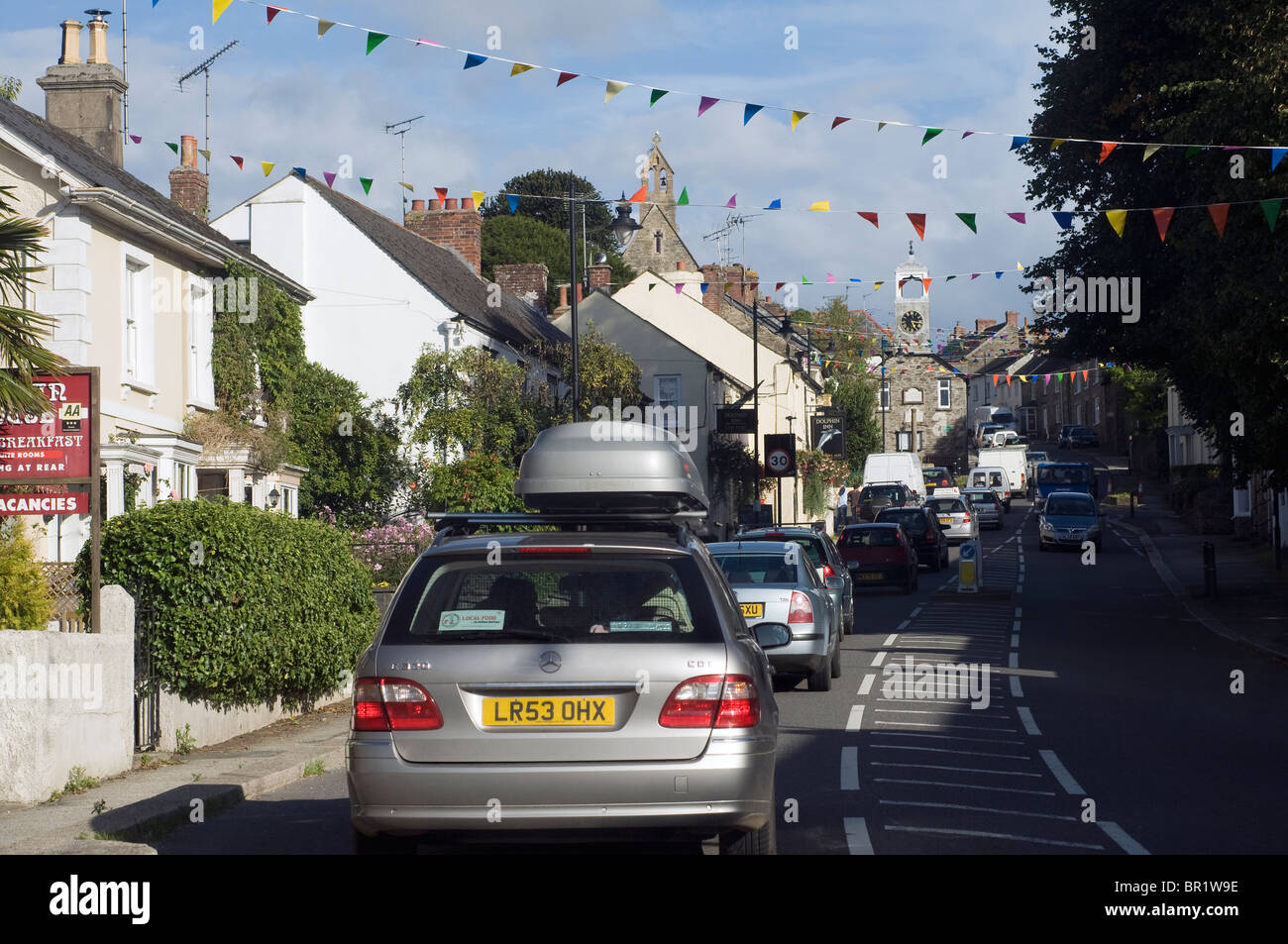 Traffic jam in rural cornish village,Traffic, Jam, Rural, Road, cars ...