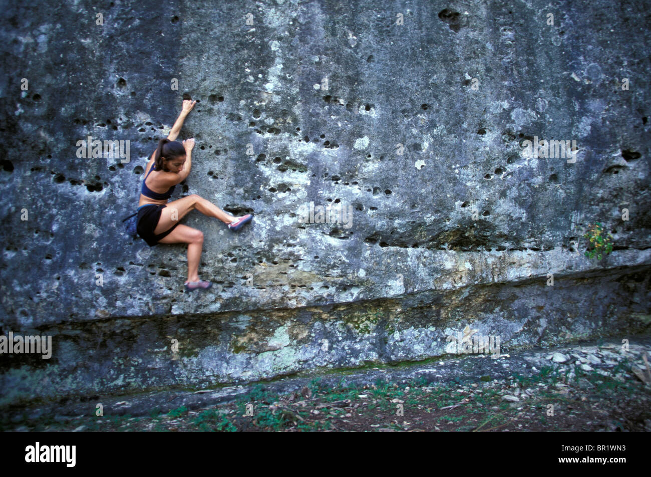Woman bouldering near Austin, Texas Stock Photo - Alamy