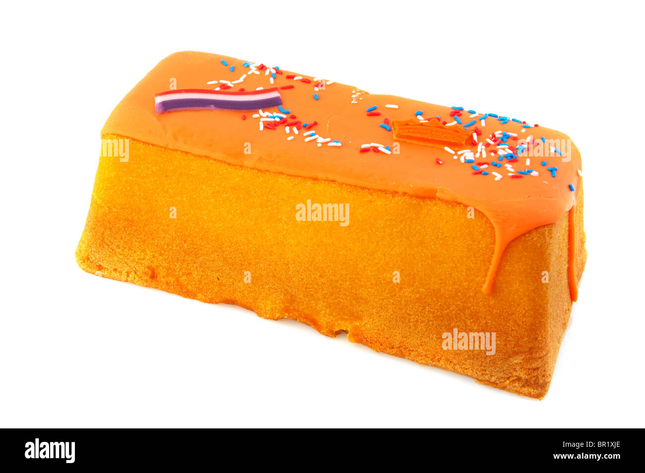 Cake in orange with flag for Dutch queens day Stock Photo - Alamy