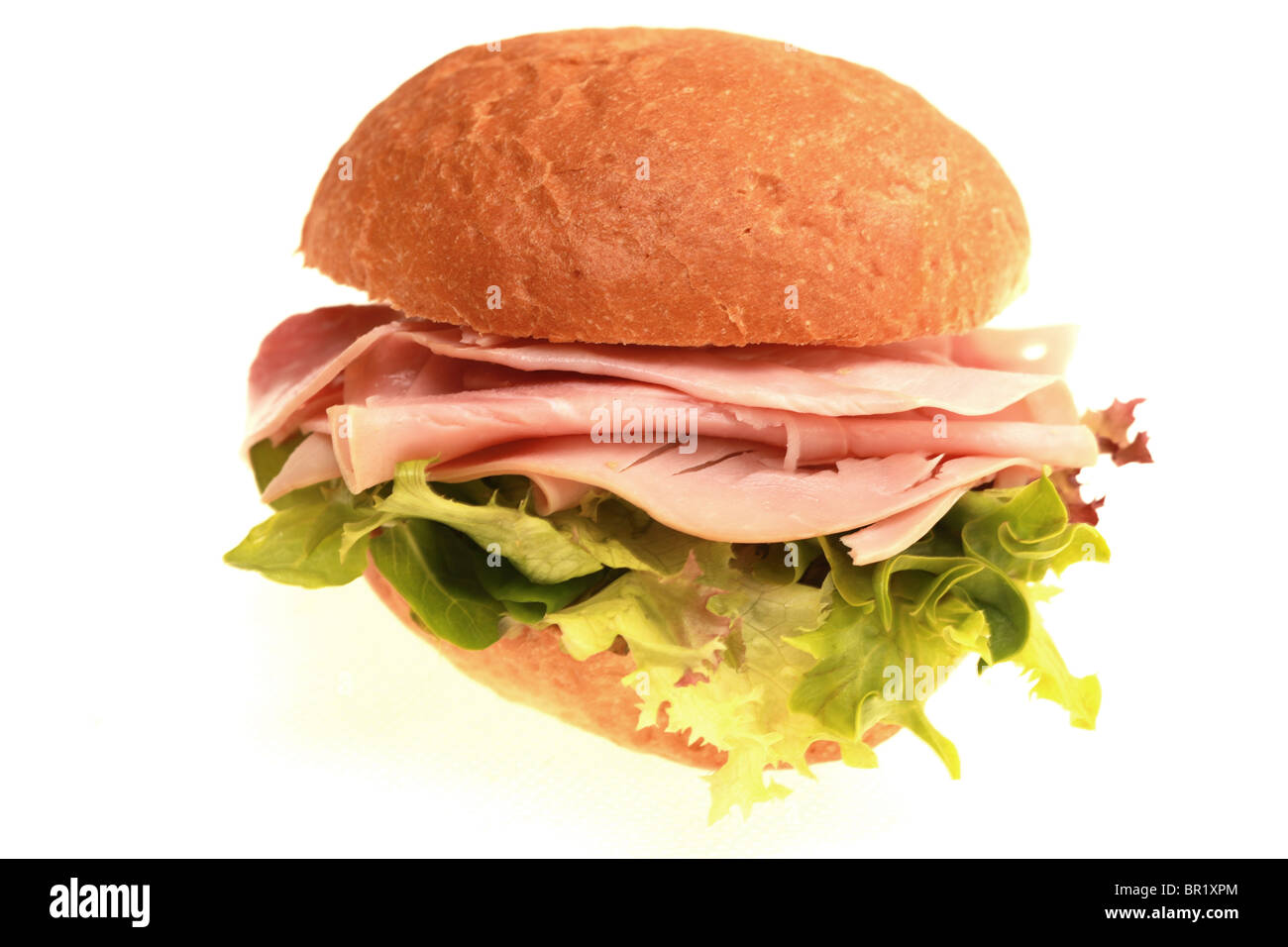 Ham and Salad Bread Roll Stock Photo - Alamy