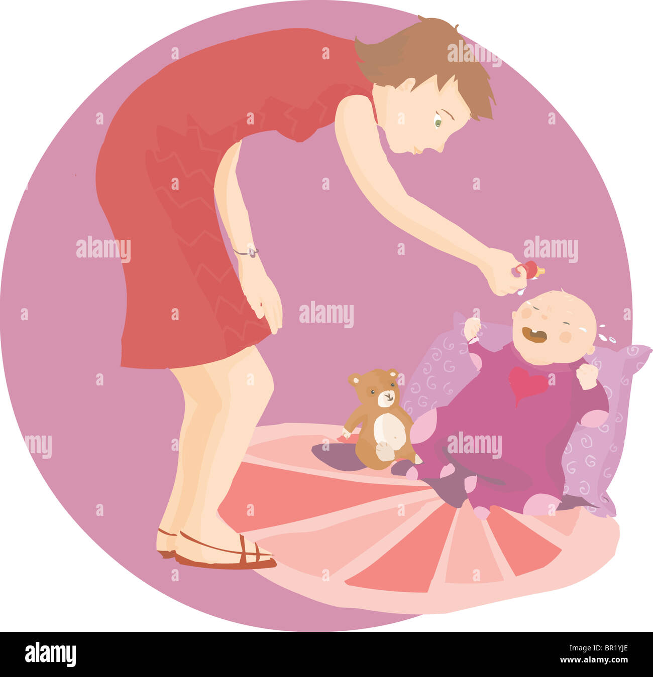 Cartoon illustration mom crying baby hi-res stock photography and ...