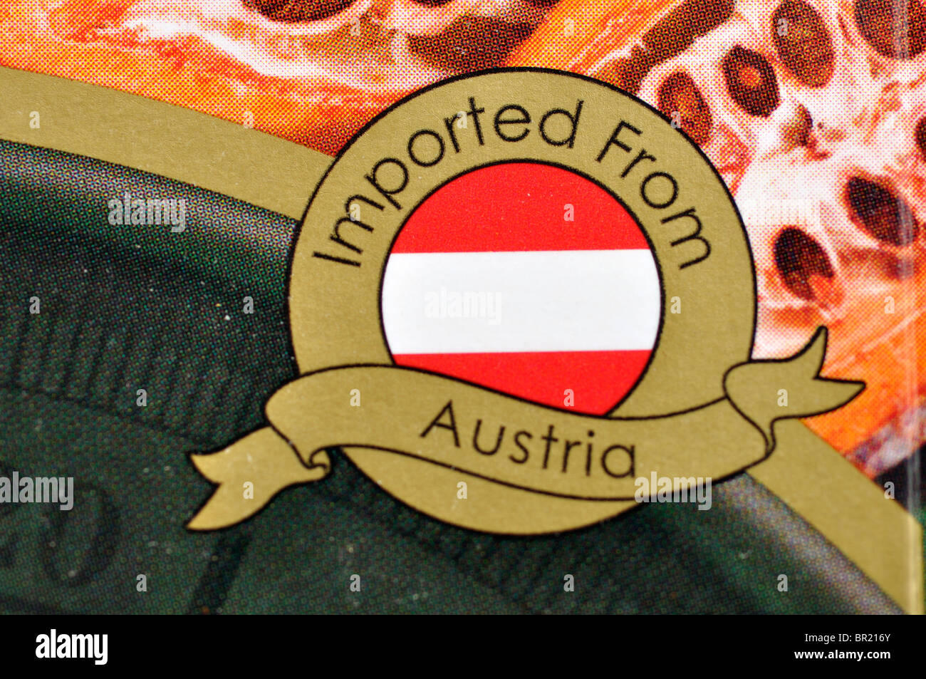 'Imported from Austria' on chocolate package Stock Photo - Alamy